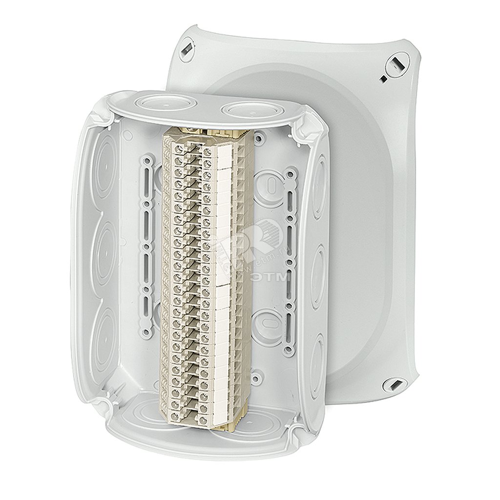 Коробка клеммная 180х130х77 PP IP66 серая мембранная 24 клеммы 0.4мм ...