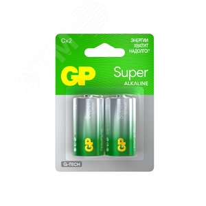 Батарейка алкалиновая GP Super Alkaline G-Tech 14А типоразмера C - 2 шт ...