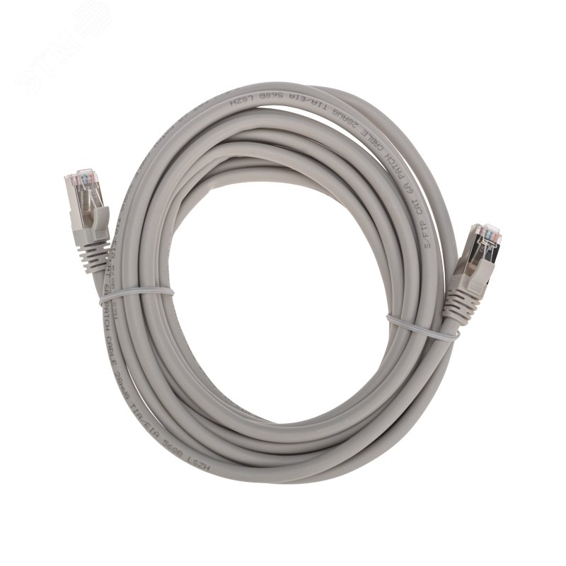 Патч-корд S/FTP CAT 6A (10G), RJ45-RJ45, 28AWG, LSZH, серый, 5м ...