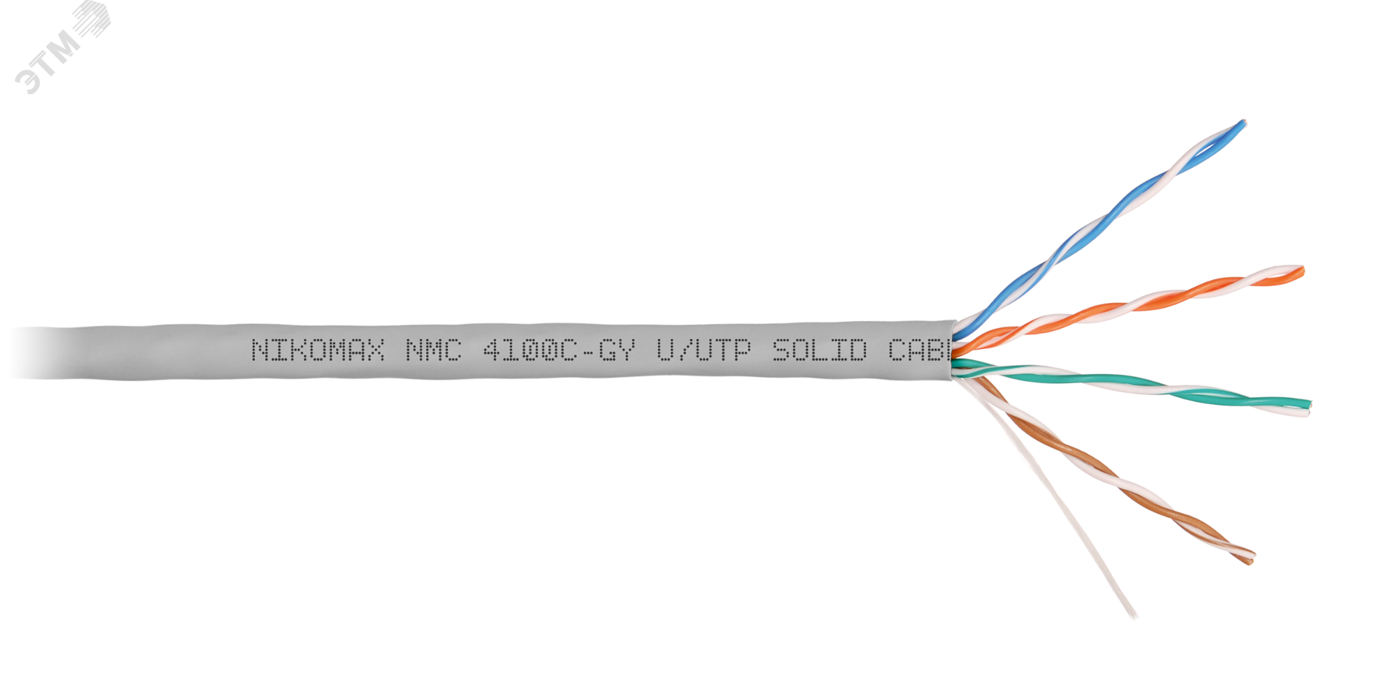 Витая пара U/UTP 4 пары Кат 5e solid BC AWG24 (0.51мм) IN LSZH нг(А)-HF серый 305м артикул NMC ...