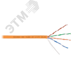 Кабель U/UTP 4 пары, Кат.5e (Класс D), тест по ISO/IEC, 100МГц, одножильный, BC (чистая медь ...