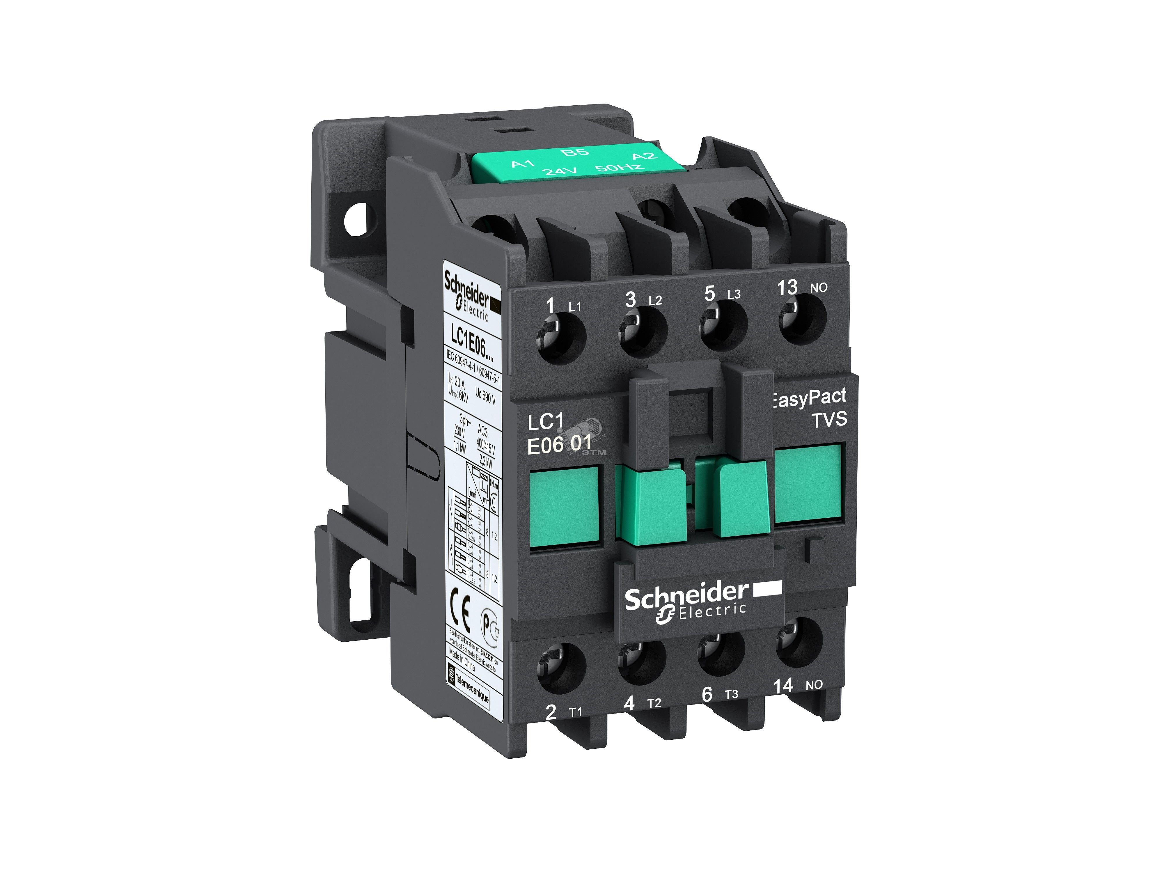 Контактор E 25А катушка управления 220В АС3 50Гц 1НЗ Schneider Electric ...