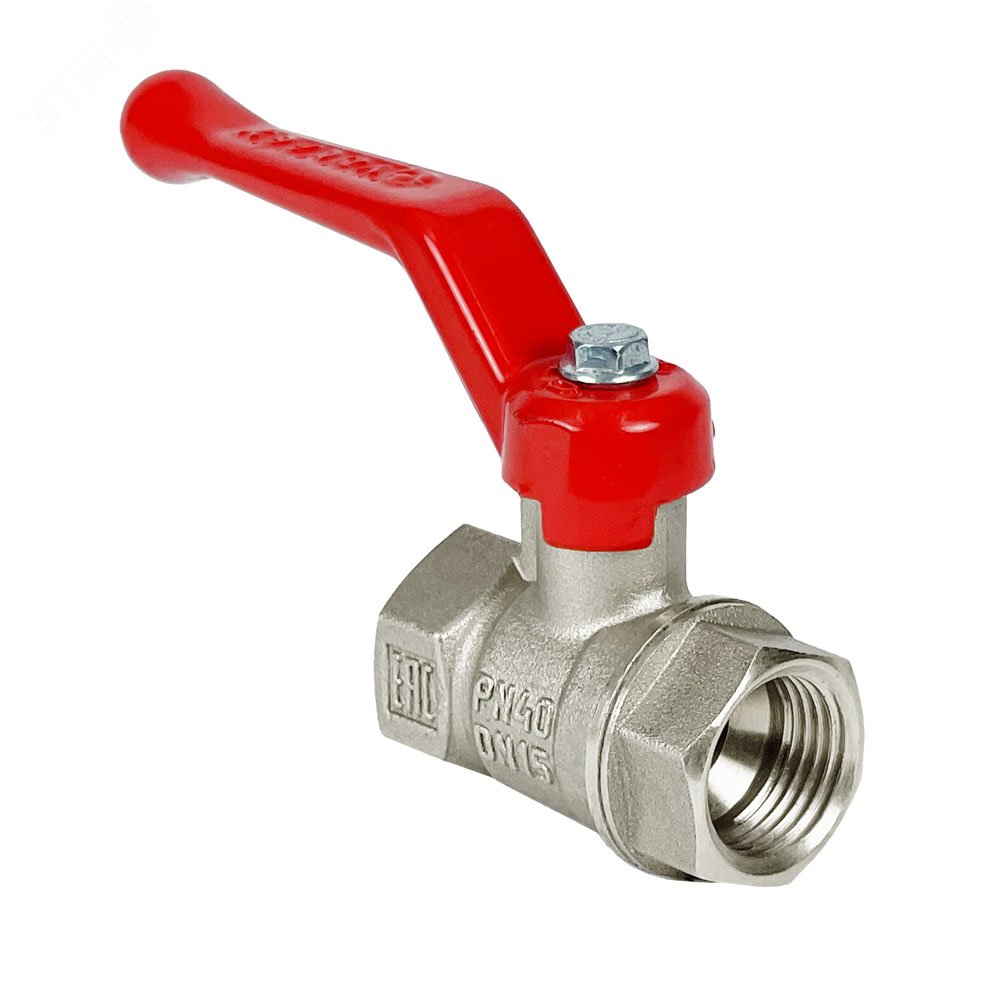 Кран шаровой N/P59 для воды 2' ВР/ВР ручка-рычаг, латунный никелированный 11Б27фт1М артикул VF ...