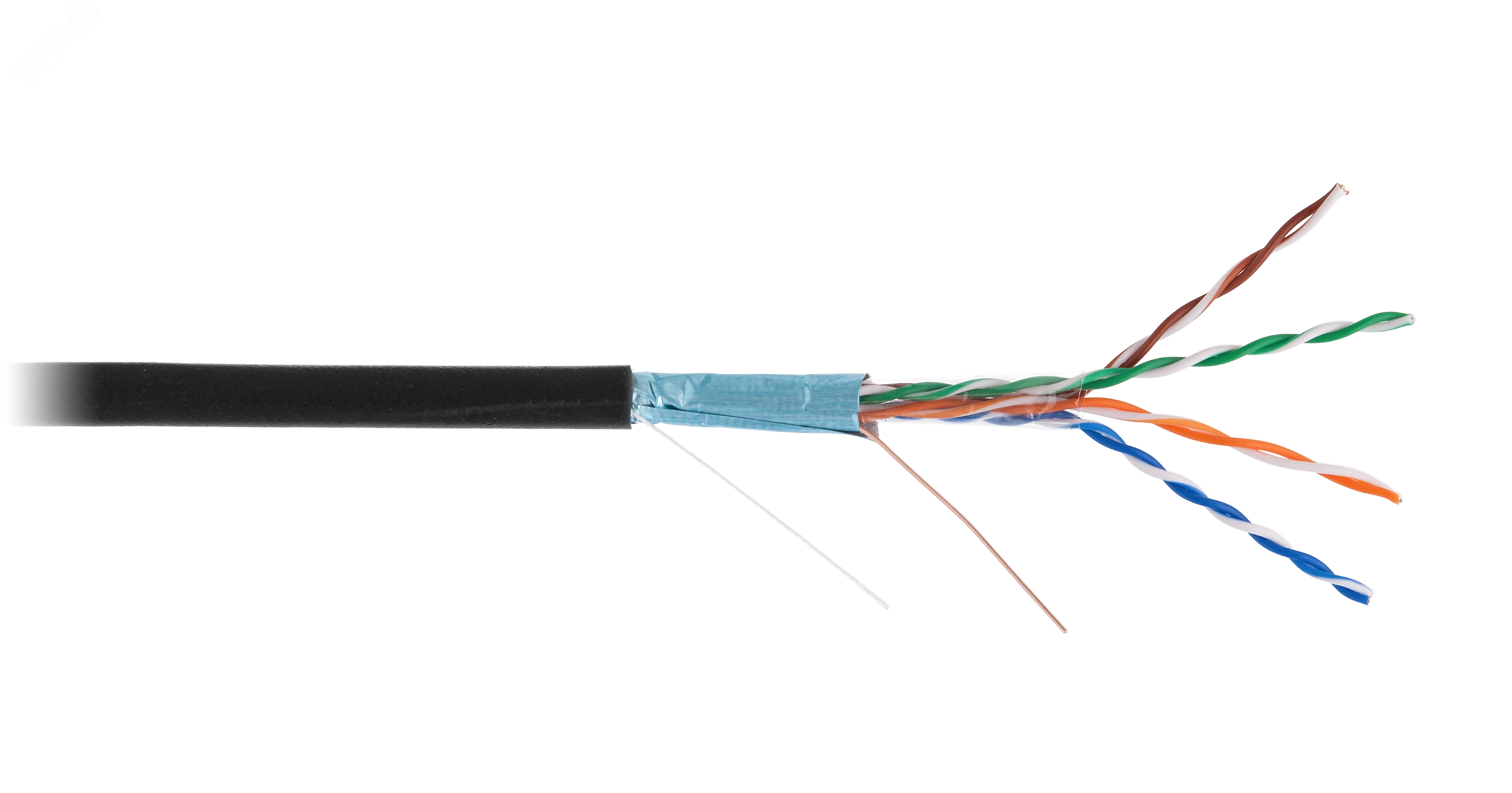 Витая пара F/UTP 4 пары Кат 5e solid OUT PE черный 305м артикул EC-UF004-5E-PE-BK NETLAN ...