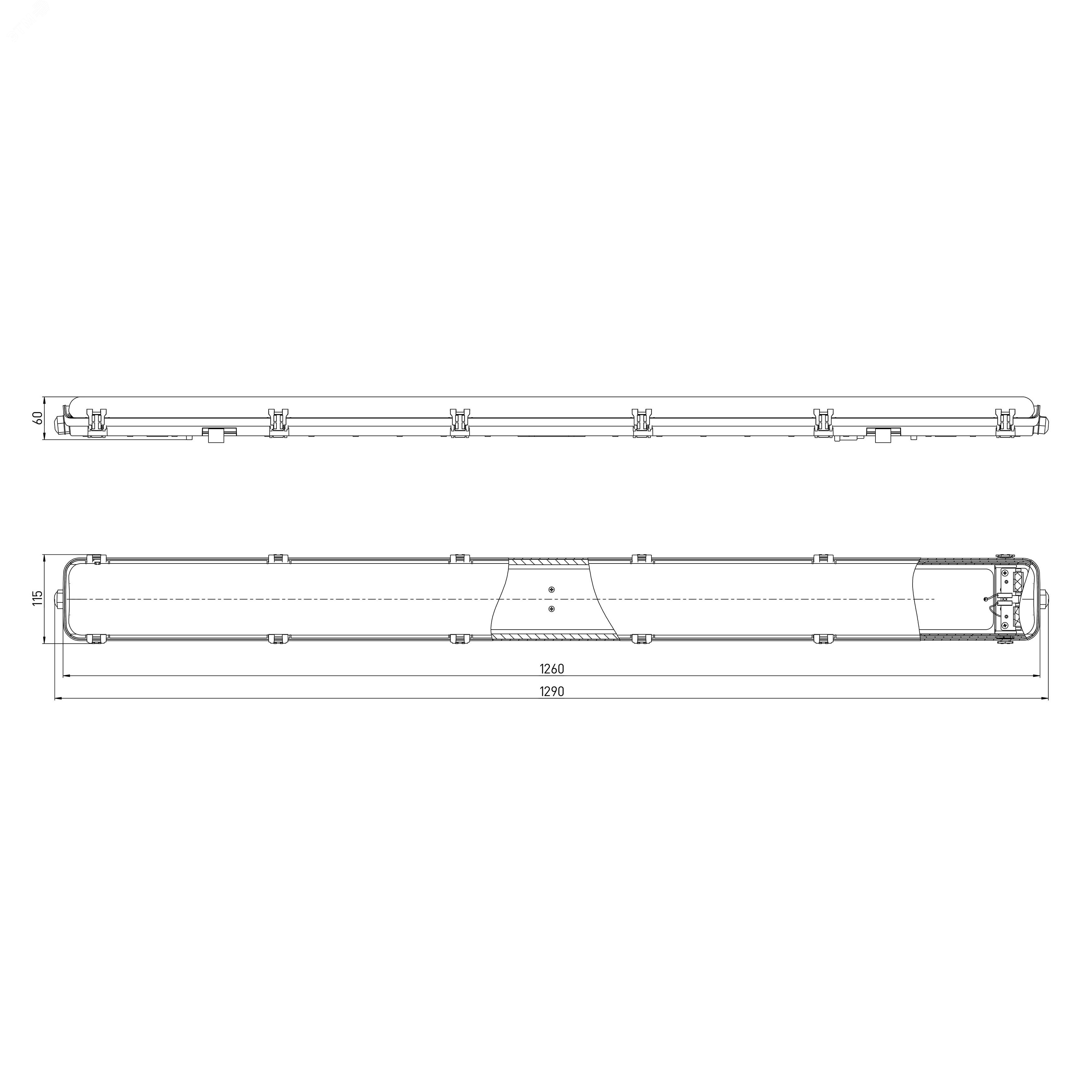 Светильник светодиодный под 2 лампы T8 G13 LED 2x1200 транзитный 10шт в ...