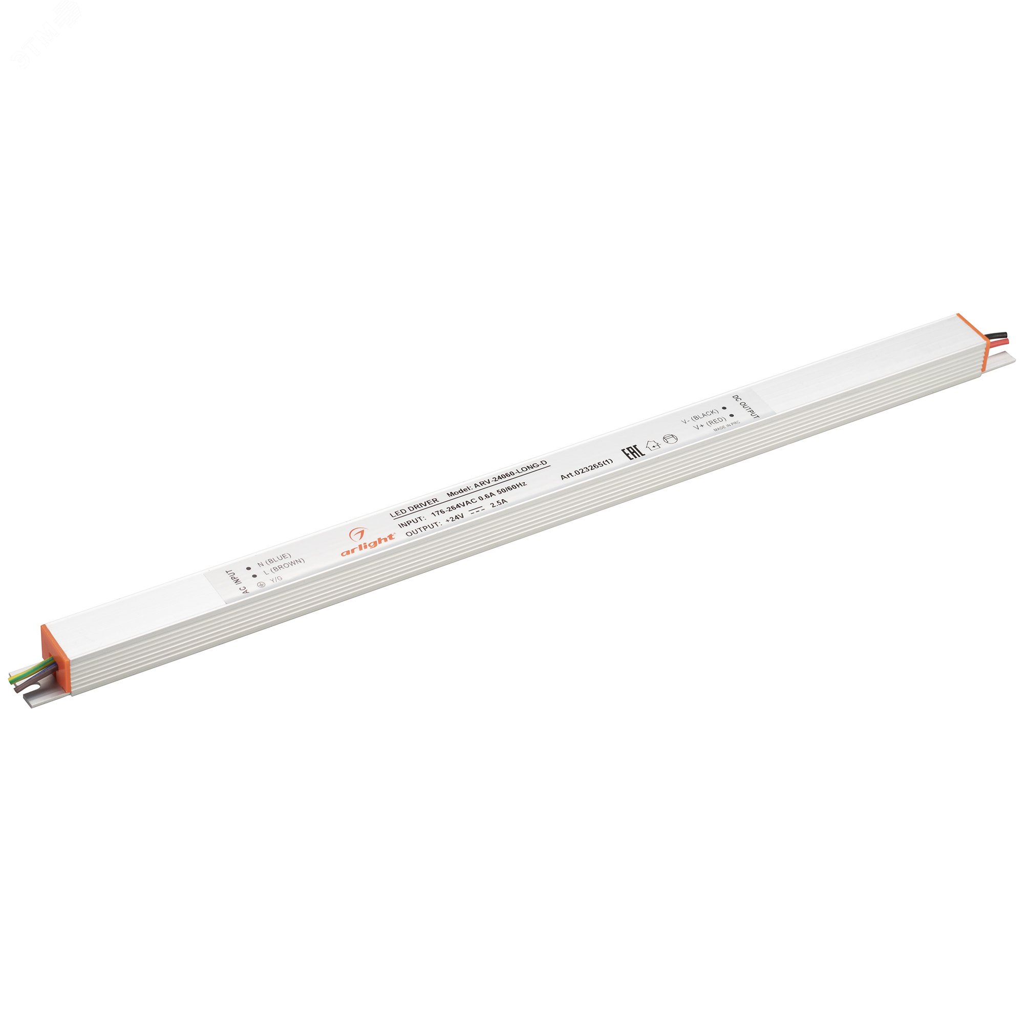 Блок питания ARV-24060-LONG-D (24V, 2.5A, 60W) (ARL, IP20 Металл, 2 года) артикул 023265(1 ...