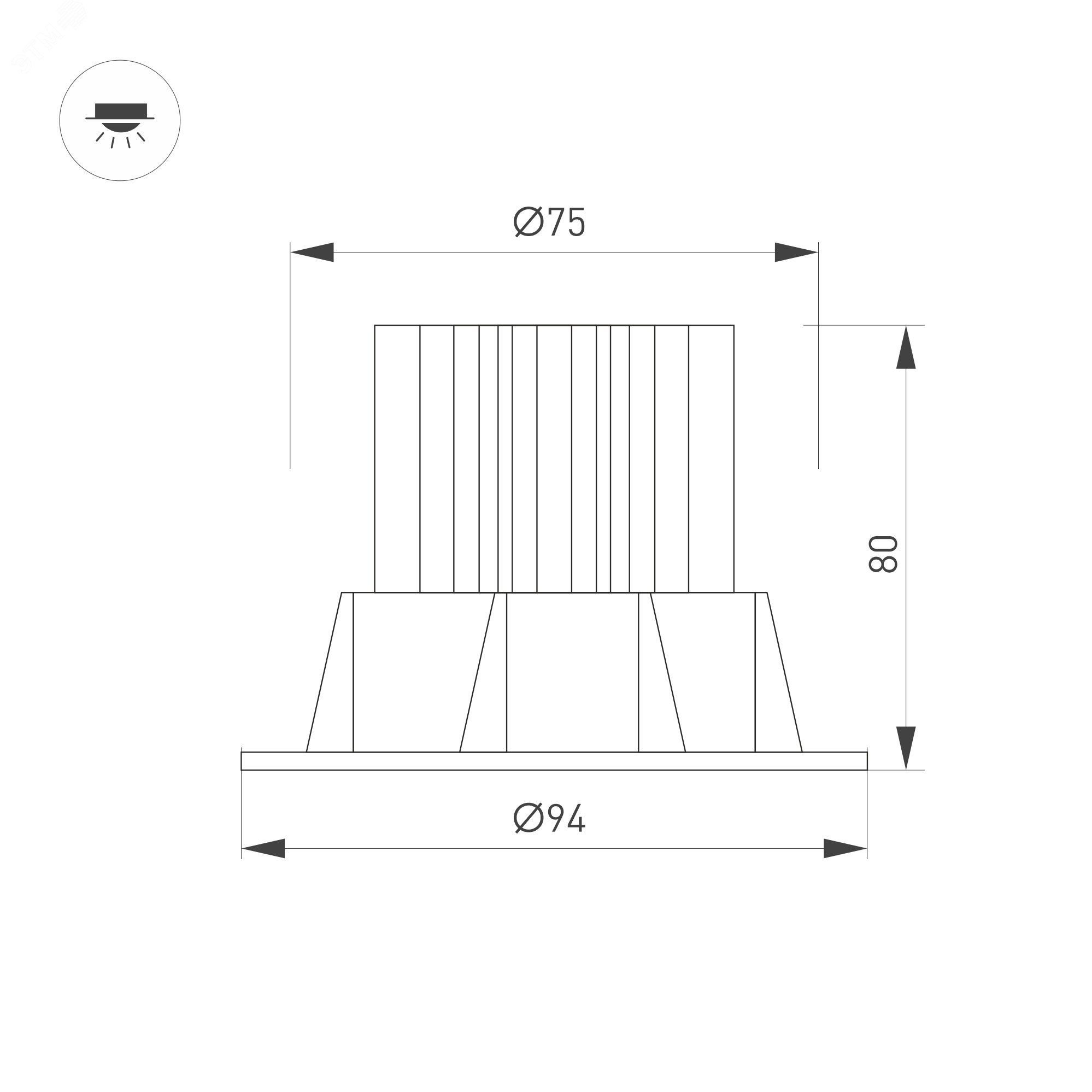 Светильник MS-ATOLL-BUILT-TURN-R94-10W Day4000 (WH, 60 deg, 230V) (Arlight, IP54 Металл, 5 лет ...