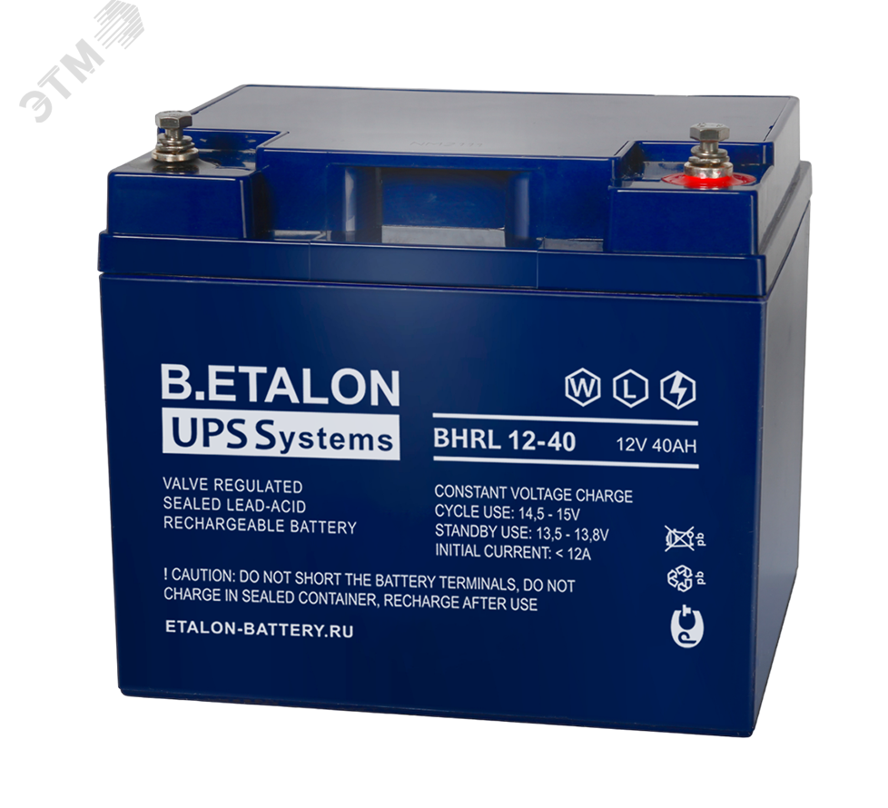 Аккумулятор B.ETALON BHRL 12В 40 А/ч артикул 800-12/40S ETALON BATTERY ...