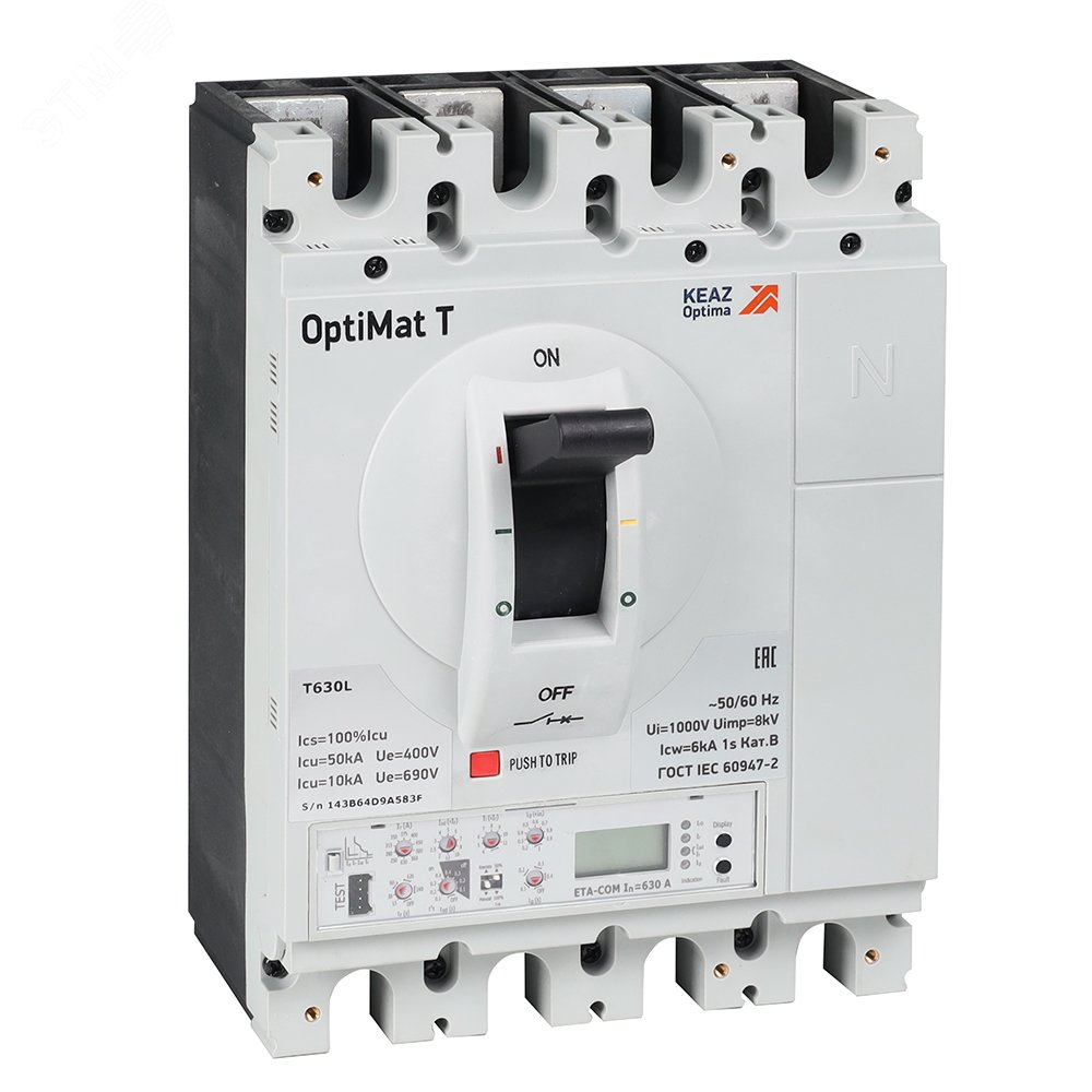 Выключатель автоматический OptiMat T400L ETN 400A 4P артикул 355865 ...