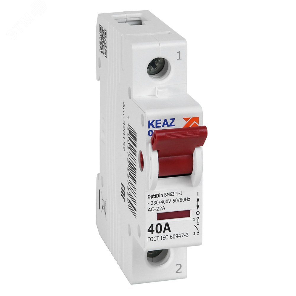 Выключатель нагрузки 1П 40А 400В OptiDin BM63PL-140-УХЛ3 (ВМ63PL ...