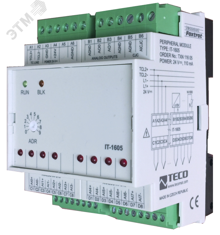 Модуль аналоговых вх/вых IT-1605 IT-1605, 8xAI: 16bit, дифференциальные: термопары J, K, R, (S ...