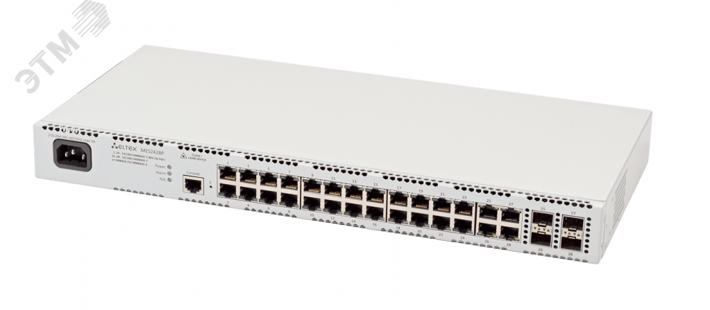 Коммутатор управляемый L2 PoE+ 24 порта 10/100/1000 Мб/с, 4хSFP, SFP ...