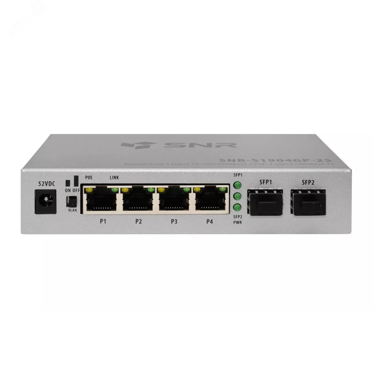 Коммутатор неуправляемый (L2), PoE 4 порта RJ45 10/100/1000 Мб/с, 2хSFP ...
