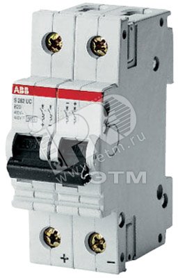 Выключатель автоматический двухполюсный 6А UС B S282 10кА артикул S282 ...