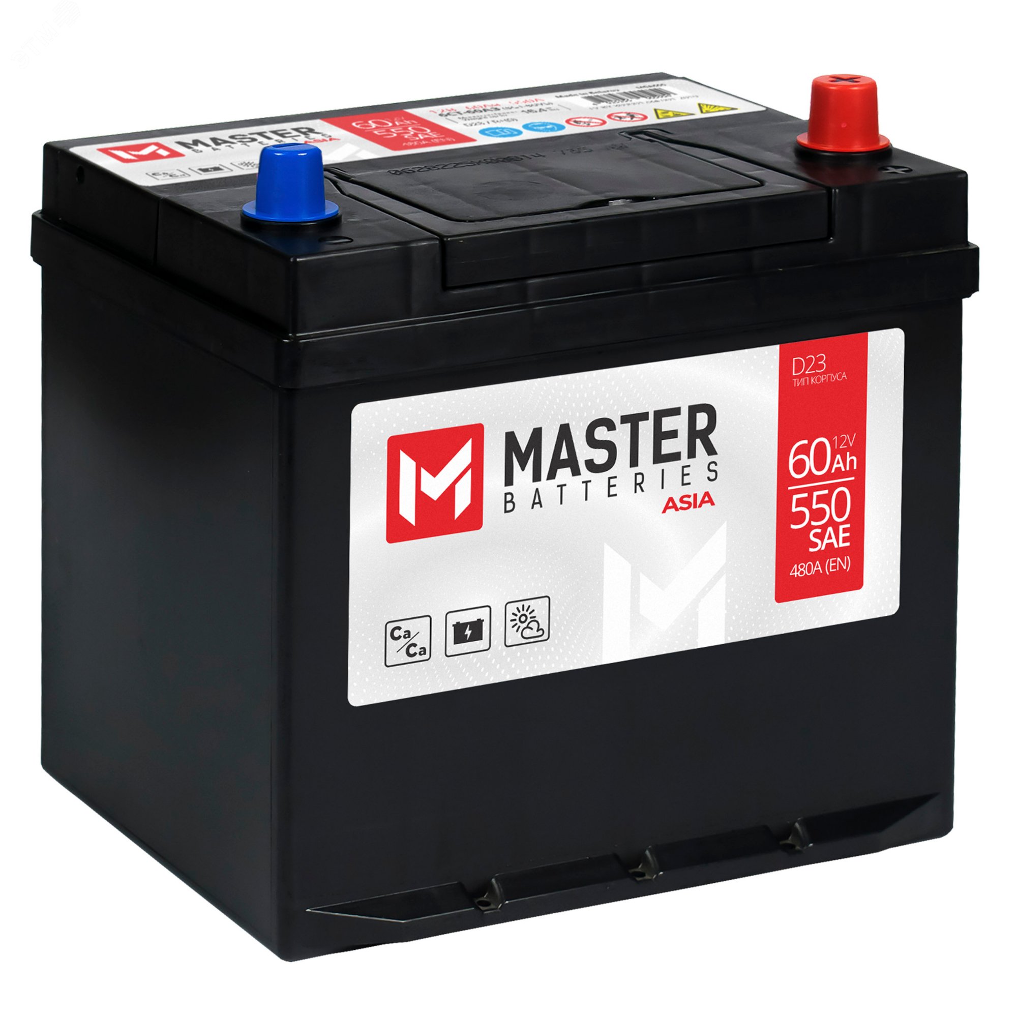 Аккумулятор автомобильный MASTER BATTERIES Asia 60Ah R+ артикул MBA600 ...