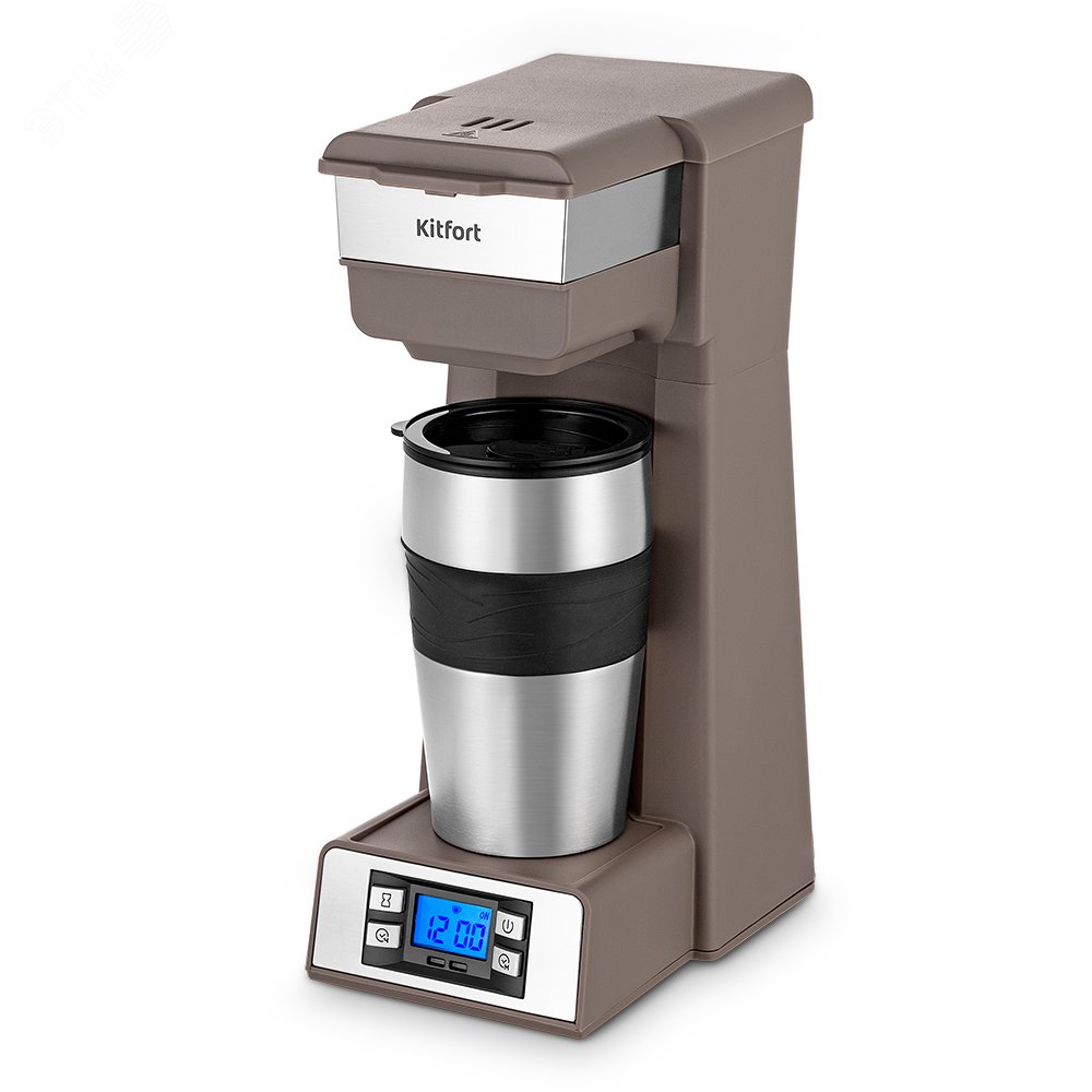 Кофеварка KT-7307, объем 420 мл, мощность 750 Вт, цвет коричневый ...