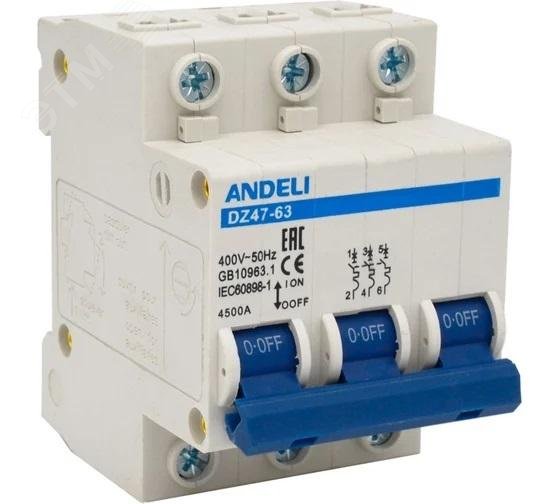 Выключатель автоматический 3P 40A 4.5кА тип B DZ47-63 артикул ADL01-040 ANDELI - купить в Москве ...