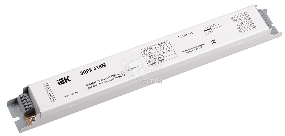 ЭПРА 418M для линейных ЛЛ Т8 IEK артикул LLV418D-EBFLM-4-18 IEK ...