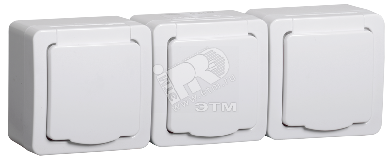 Гермес PLUS Розетка тройная с заземлением наружная белая IP54 IEK ...