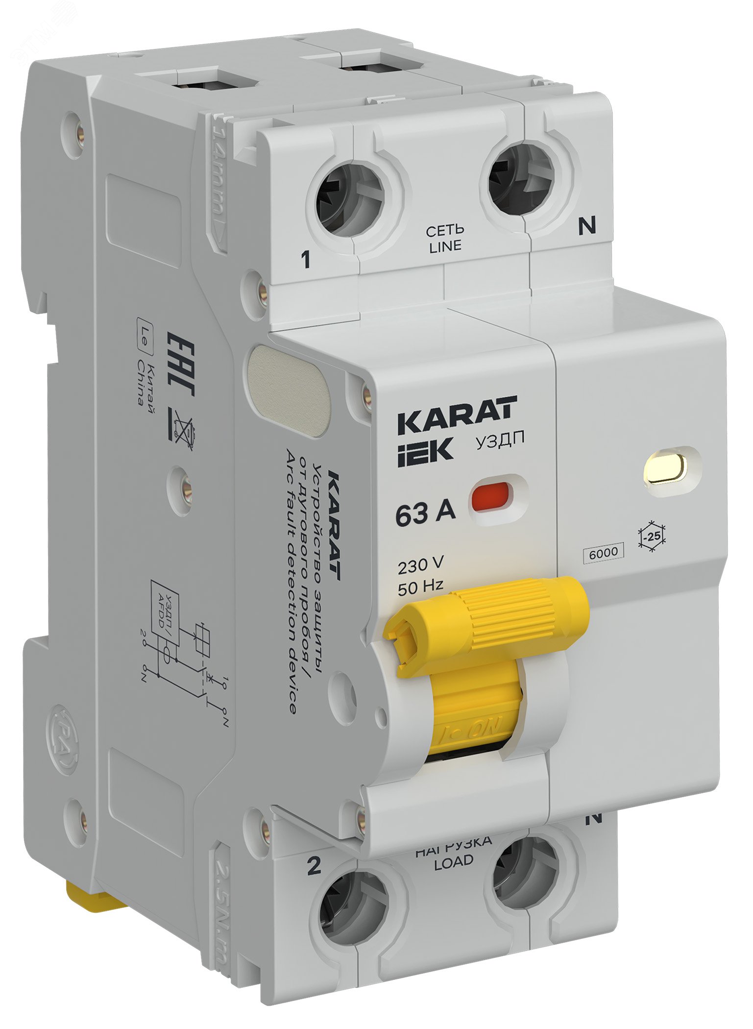 KARAT Устройство защиты от дугового пробоя 1P+N 63A IEK артикул KA-DP10-1-063 IEK - купить в ...