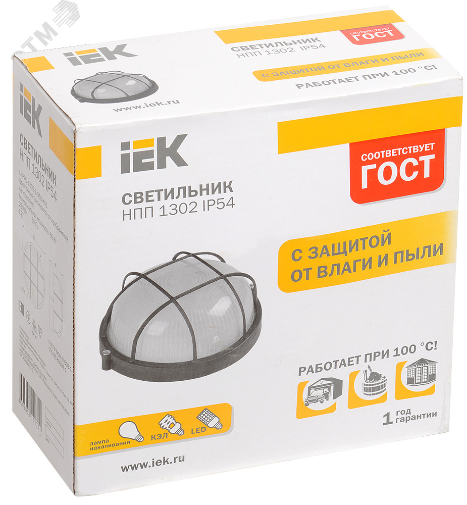Светильник НПП1302 белый/круг с реш.60Вт IP54 IEK артикул LNPP0-1302-1 ...