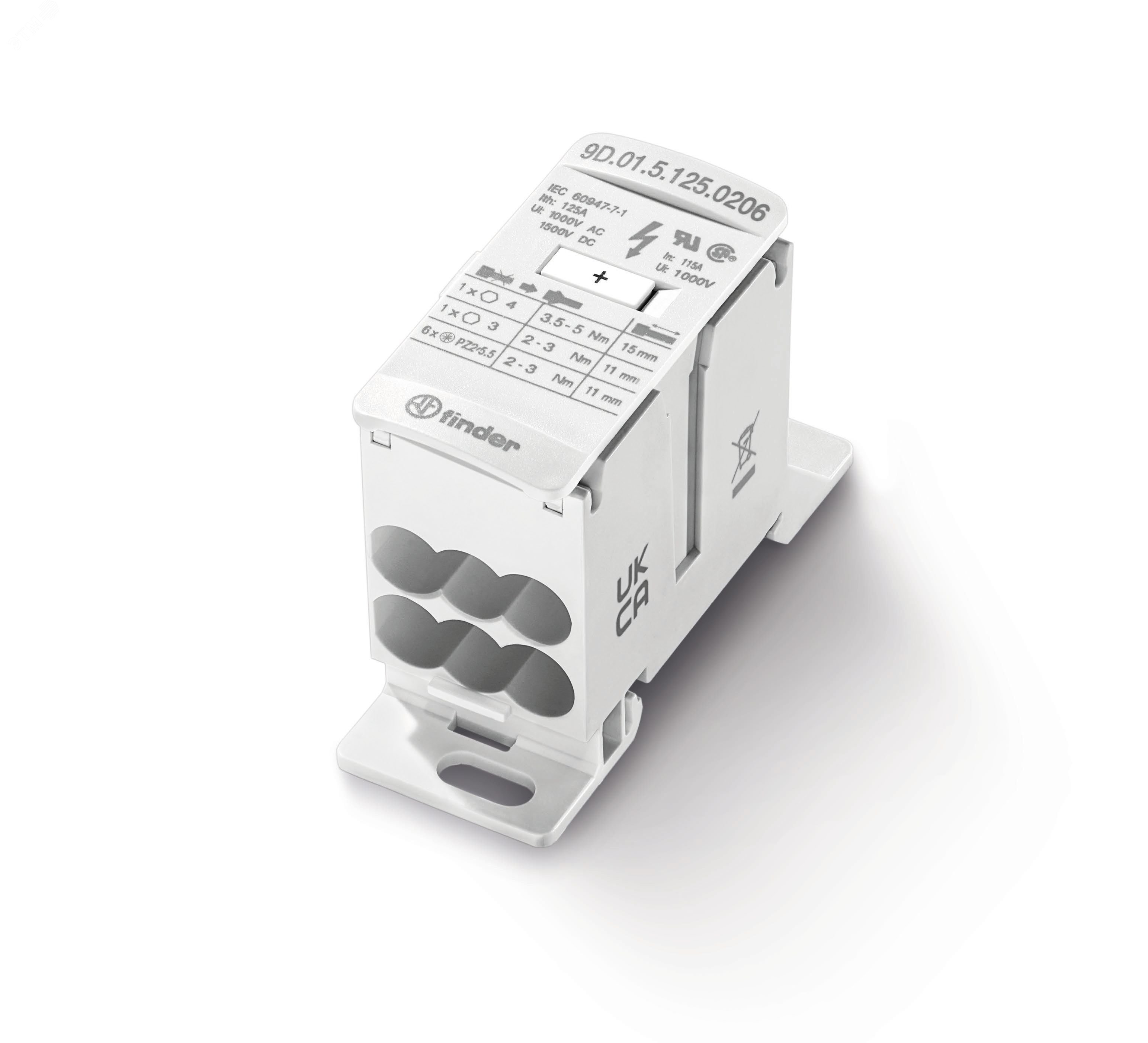 Блок распределительный на DIN-рейку/МП 125А, 2 вх.клеммы 6 вых.клемм ...