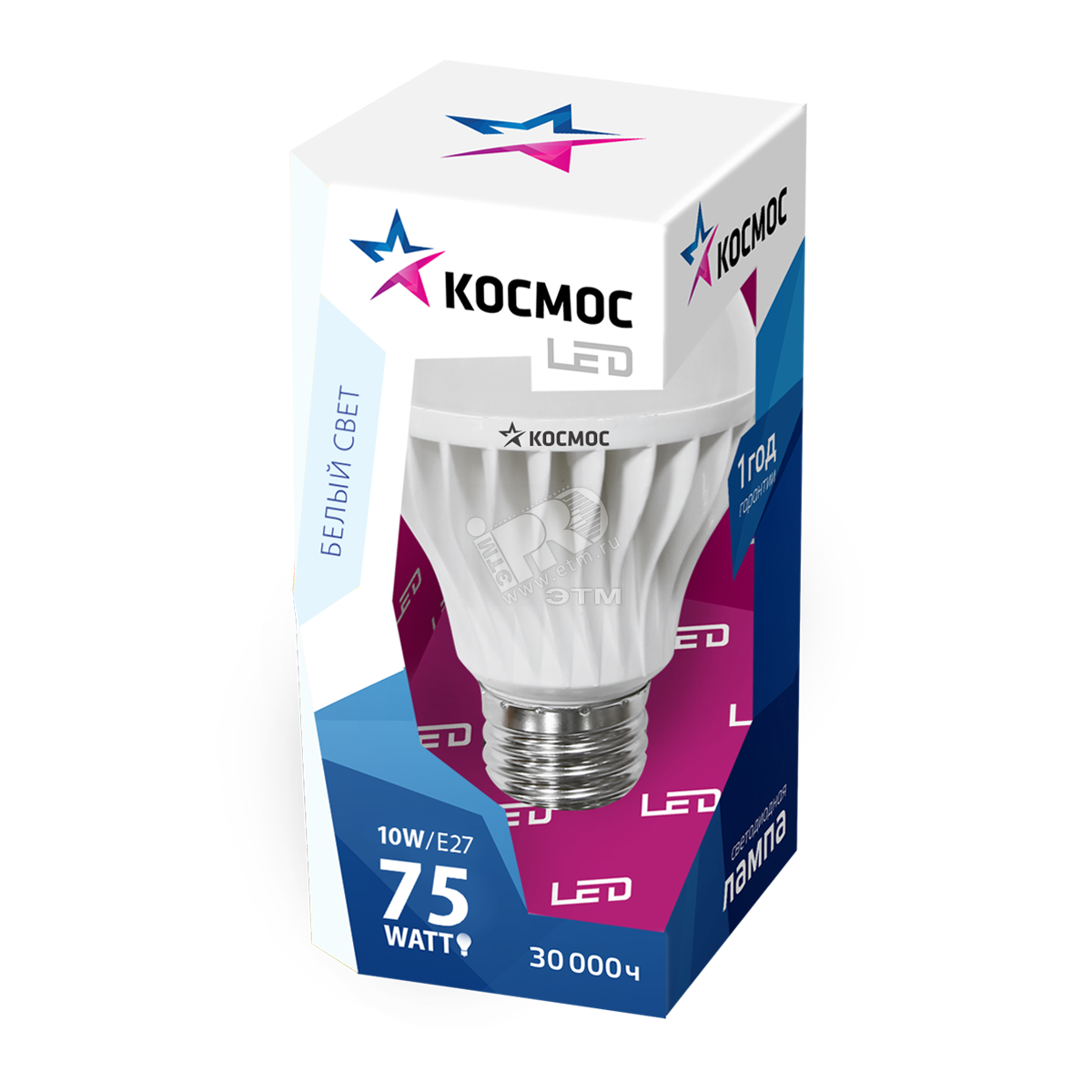 Лампа светодиодная LED А60 10Вт Е27 230v 4500K 850Лм артикул Lksm ...