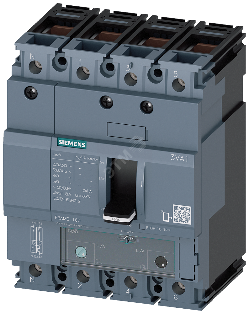 CIRCUIT BREAKER 3VA1 IEC FRAME 160 BREAKING CAPACITY CLASS M ICU=55KA ...