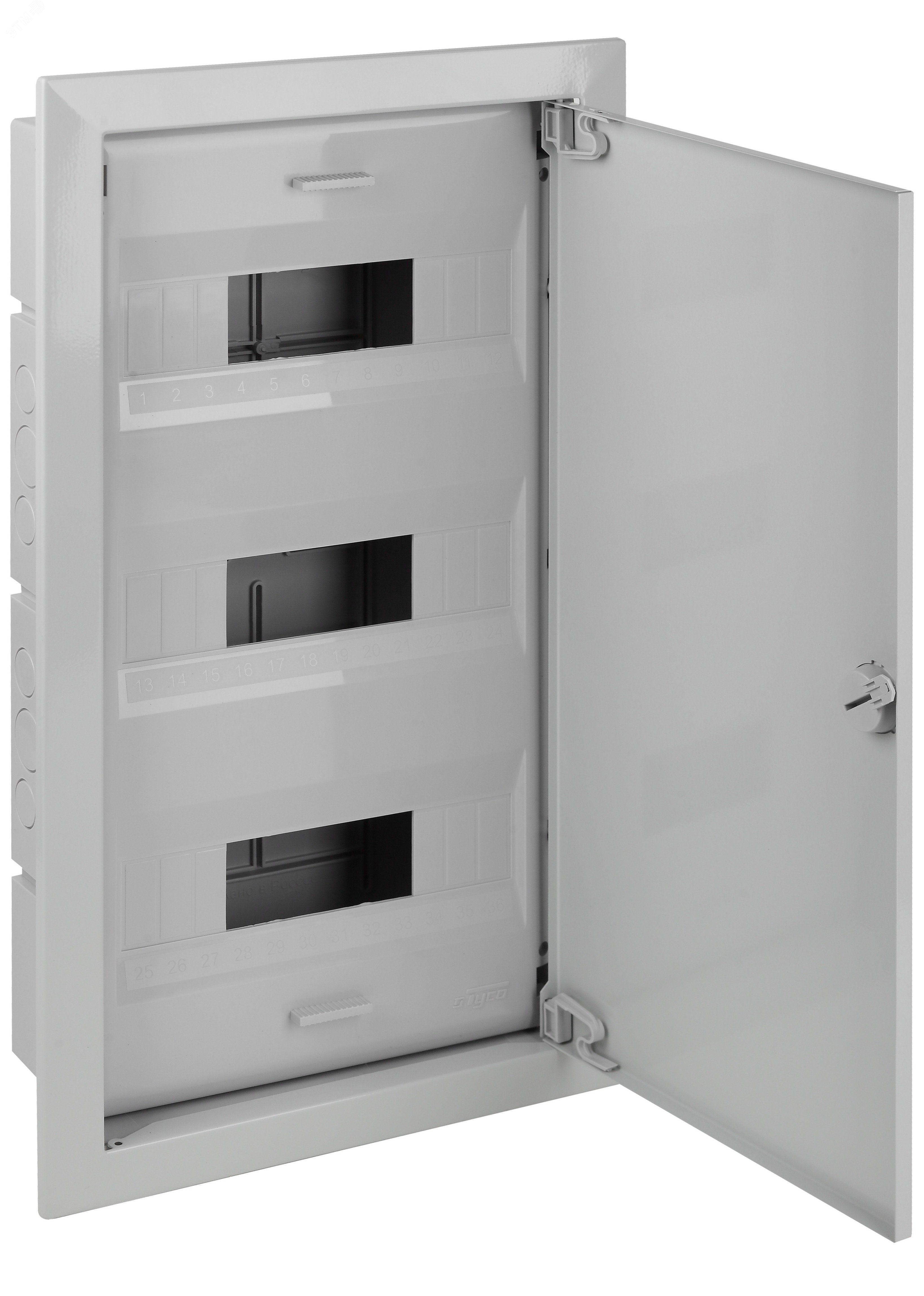 Щит распределительный встраиваемый на 36 модулей с металлической дверцей серый IP40 (ЩРв-36 ...
