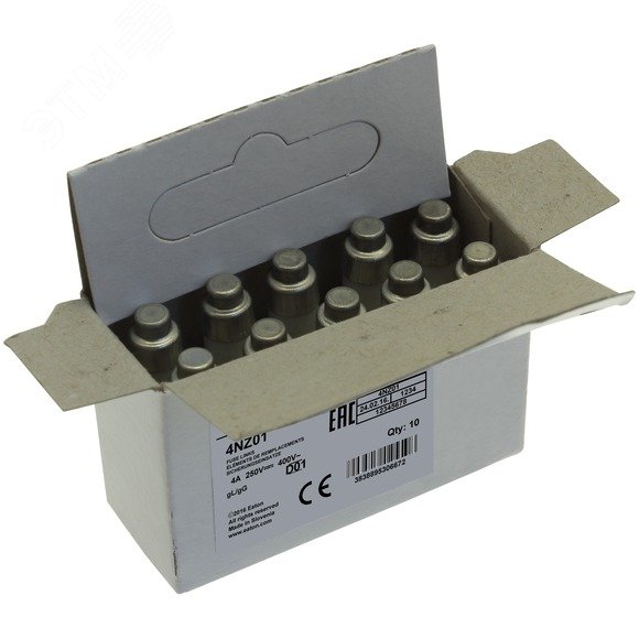 Предохранитель-D01 4A T GL/GG 400В AC E14, артикул 4NZ01 EATON - купить ...