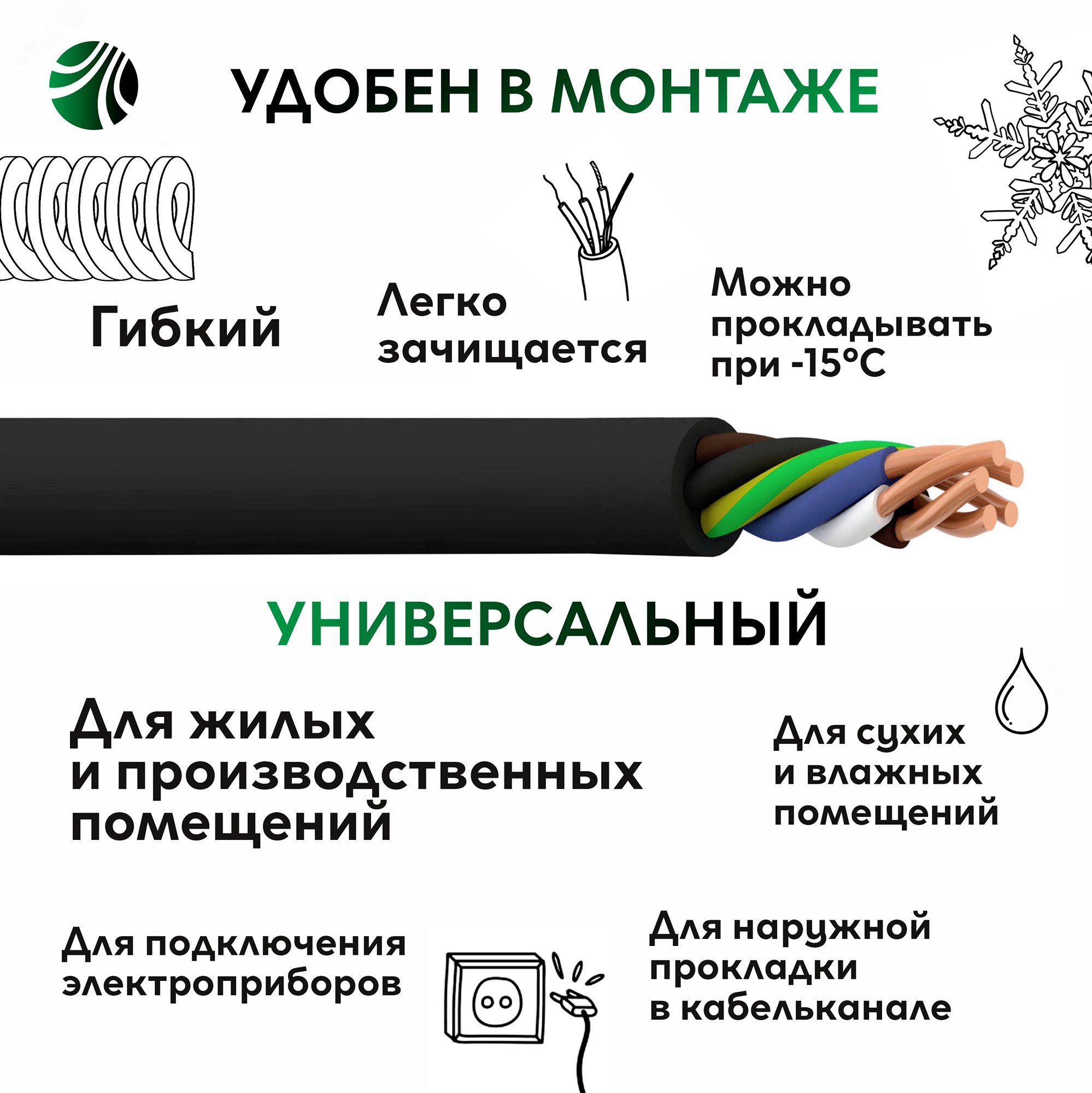Кабель силовой ВВГнг-LS 5х2.5(А) ТРТС Ореол - купить в Москве и РФ по ...