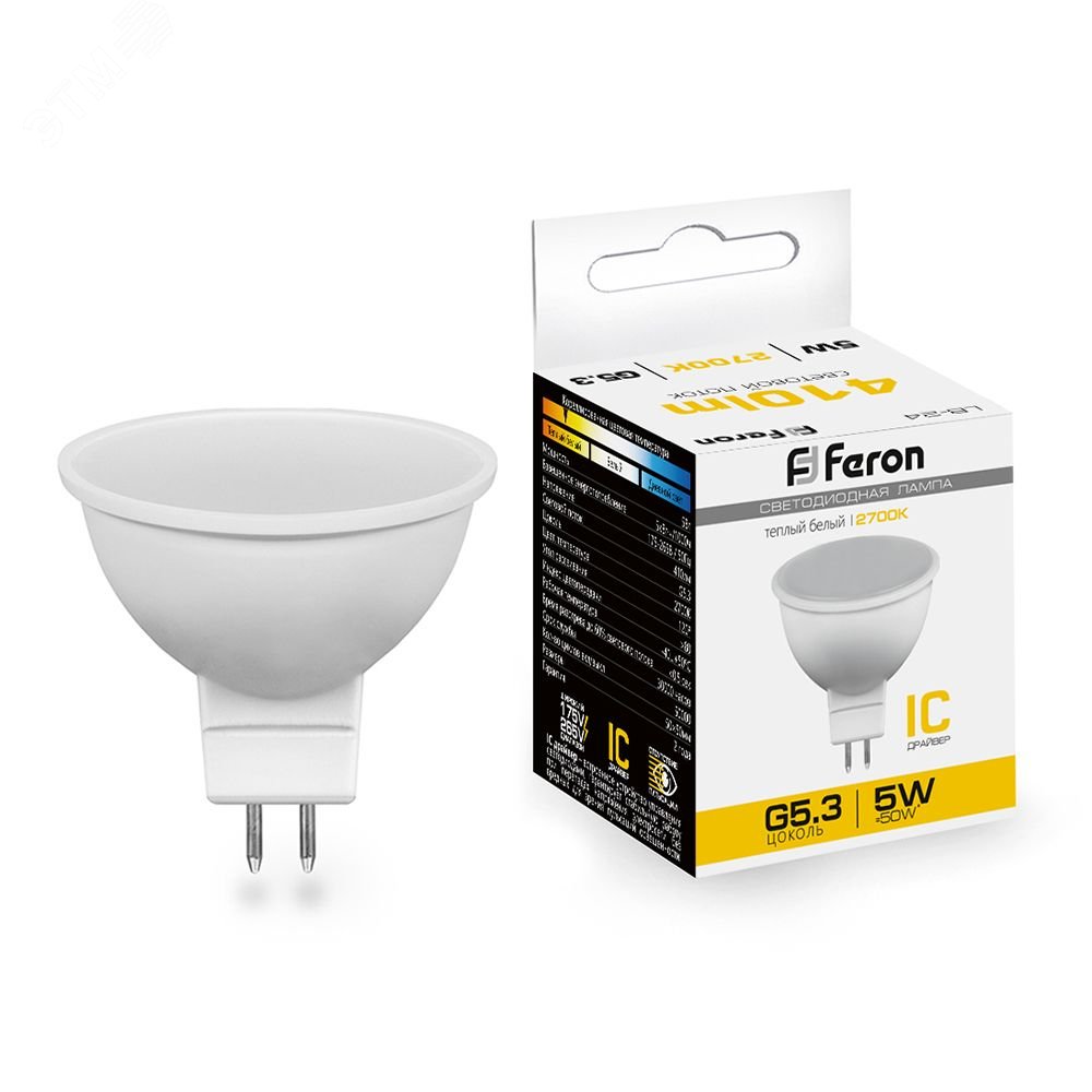 Лампа светодиодная LED 5вт 230в G5.3 теплый артикул LB-24 25127 FERON ...